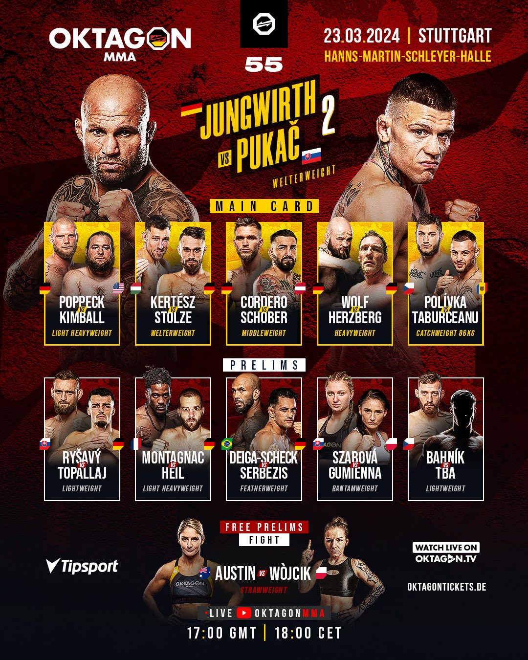 Oktagon 55: karta walk - sprawdź kto zawalczy na gali!