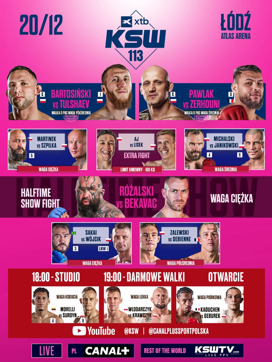 KSW 113: Bartosiński vs Tulshaev karta walk - sprawdź kto zawalczy!